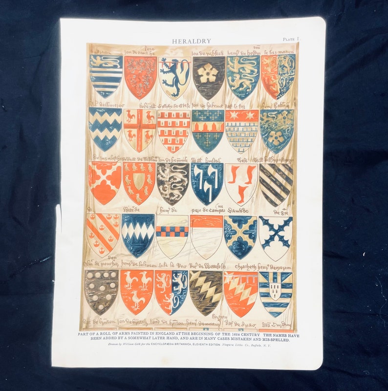 14th Century Heraldry Art: England Roll of Arms Print - Etsy