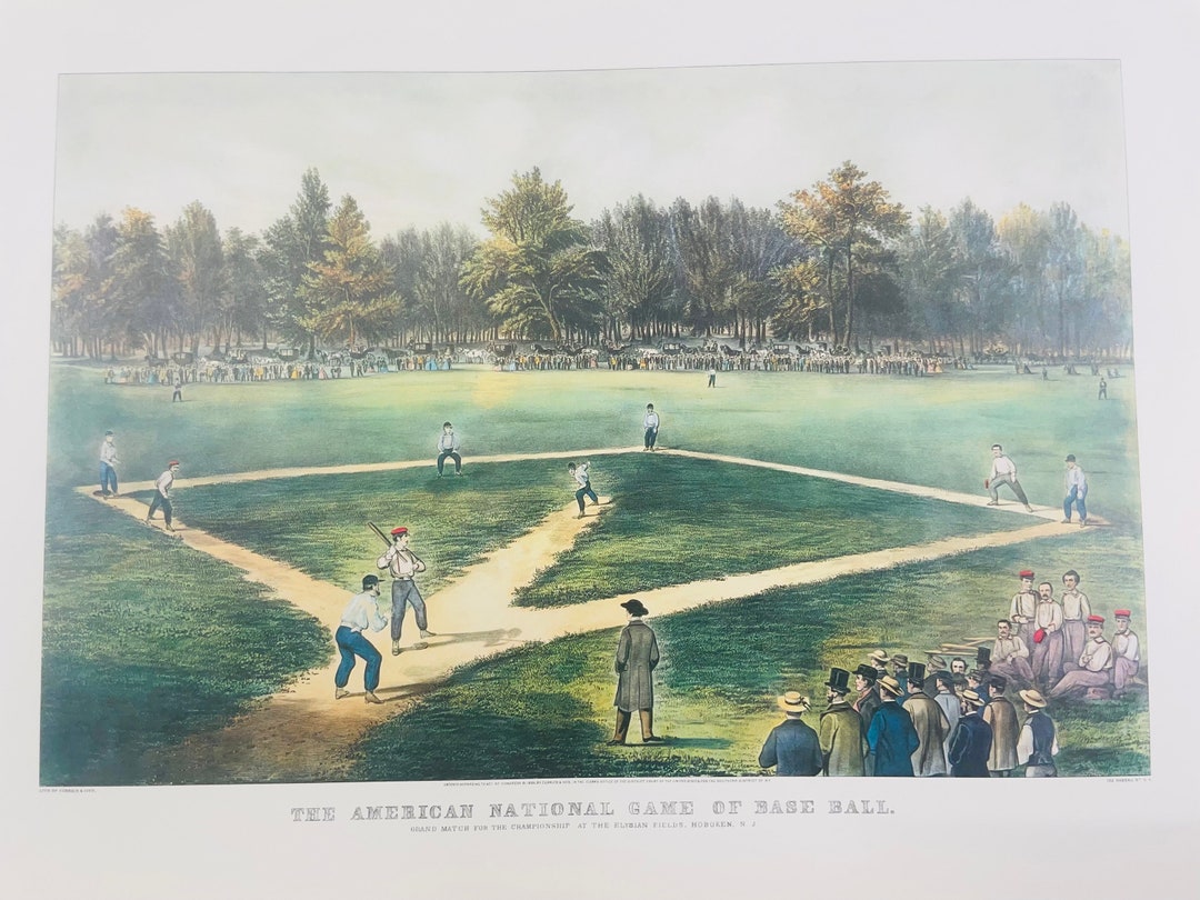 Currier & Ives Art the American National Game of Baseball 1866 Base ...