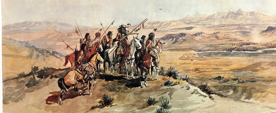 Indians Sighting Buffalo Charles M. Russell Charlie Western | Etsy