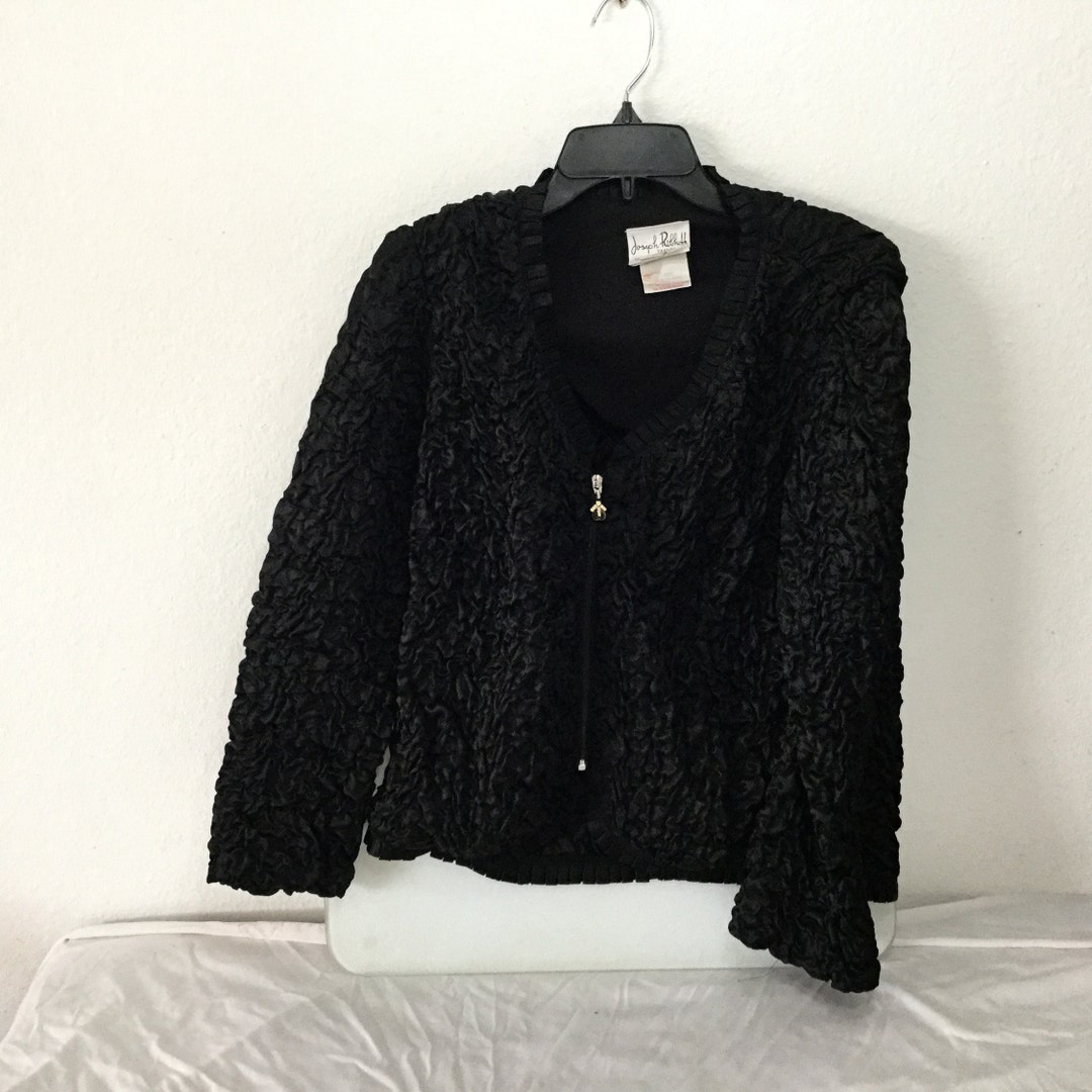 Vintage 70s Joseph Ribkoff Black Ruffled Jacket - Size 10 - Etsy
