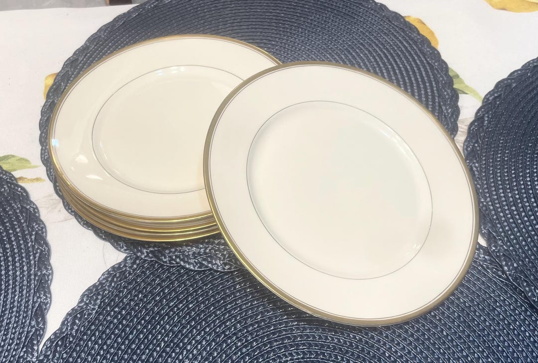 Warwick China 5 Salad Plate Ivory With Gold Trim Vintage - Etsy