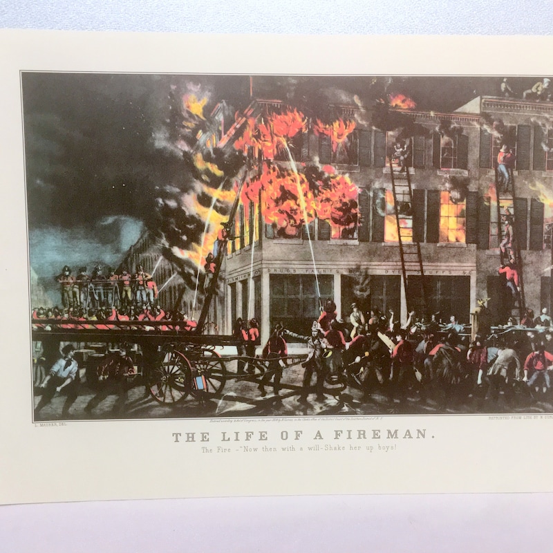 Firefighter Lithograph - Etsy