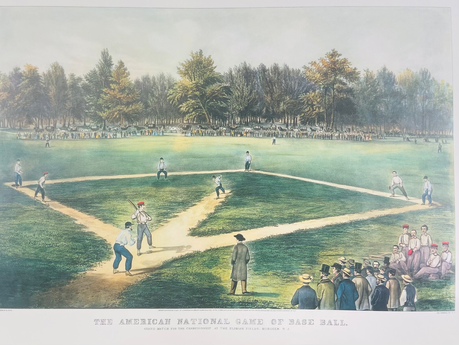 Currier & Ives Art the American National Game of Baseball 1866 Base ...