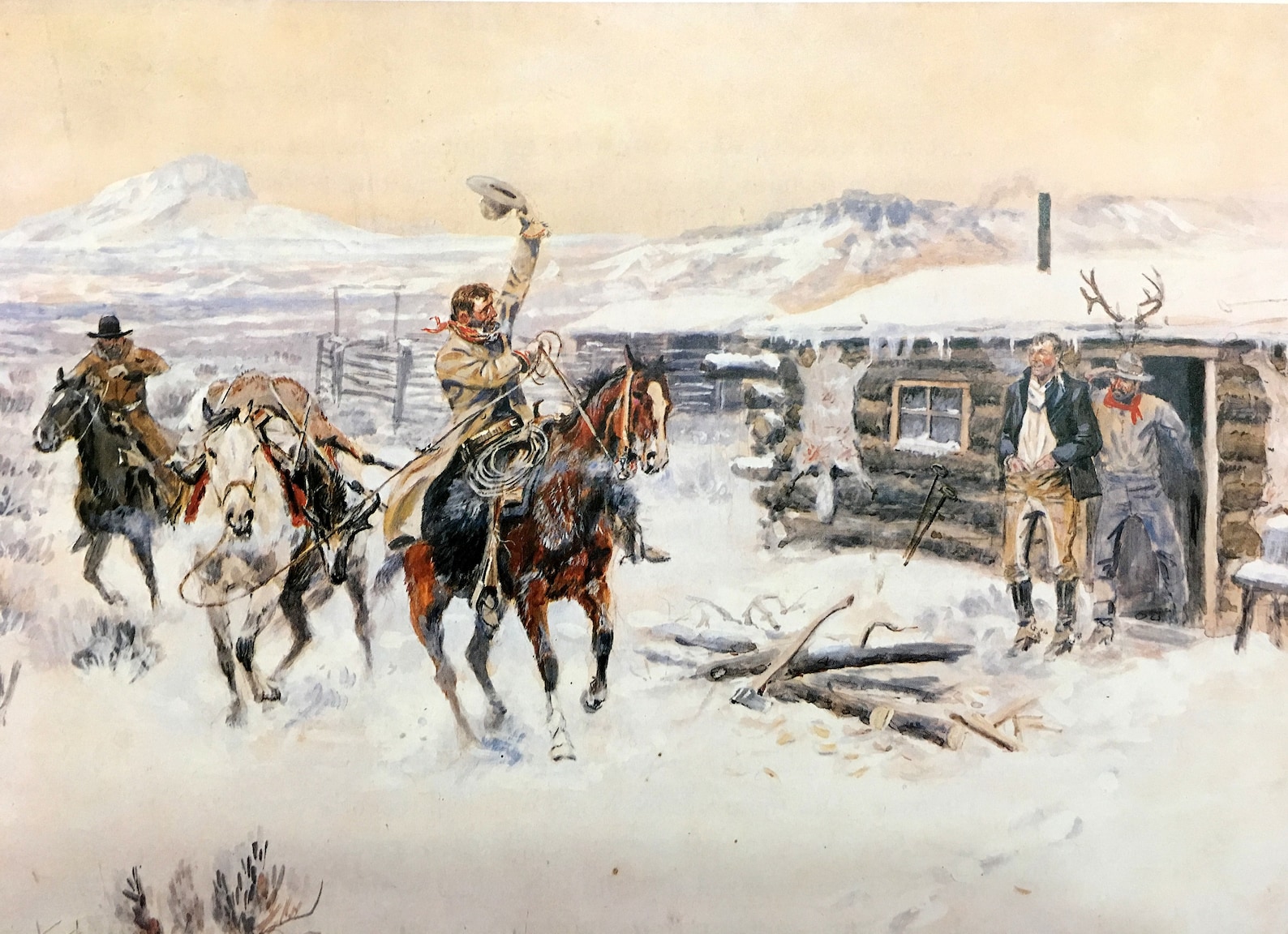 Christmas at Cow Camp Charlie M. Russell Montana Western Art - Etsy