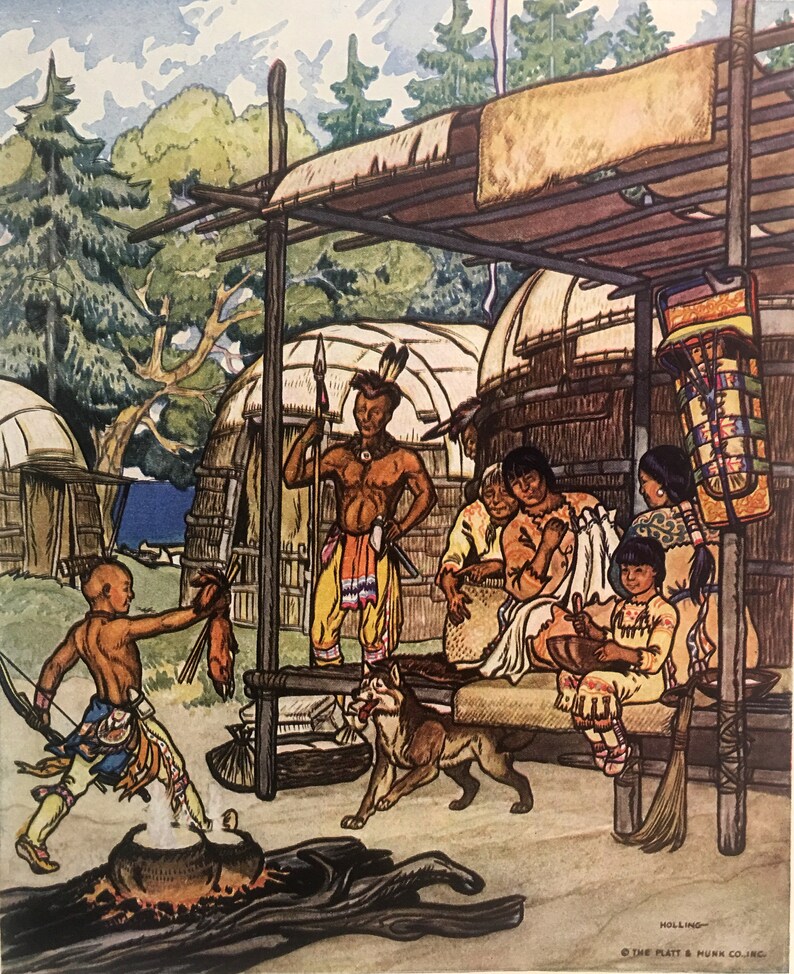 H.C. Holling 1935 Childrens Art Print Native American - Etsy