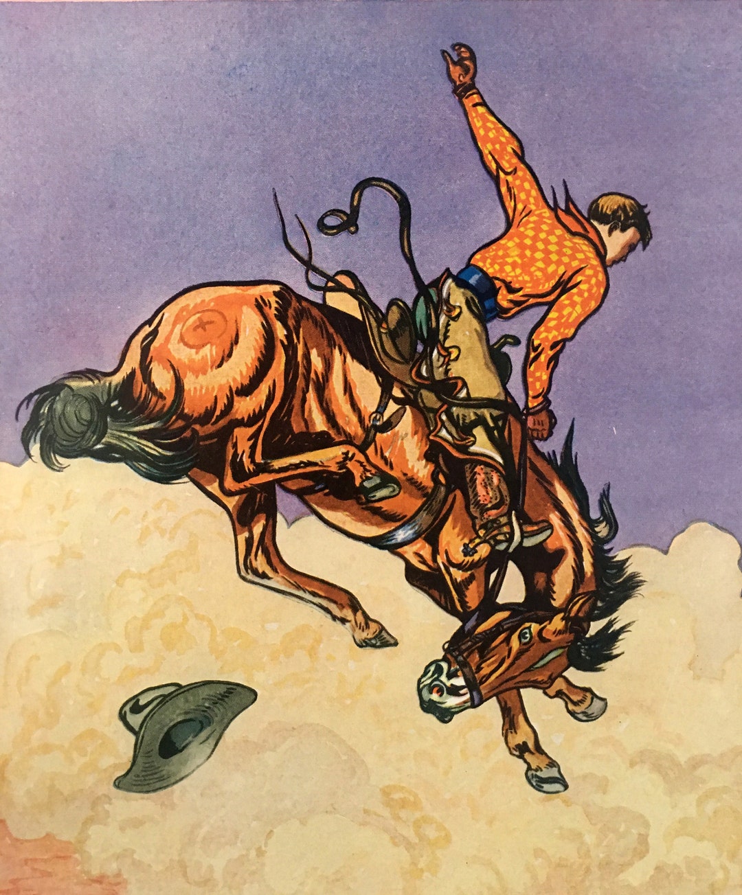 H.C. Holling 1936 Childrens Art Print Cowboy on Horseback Southwest ...