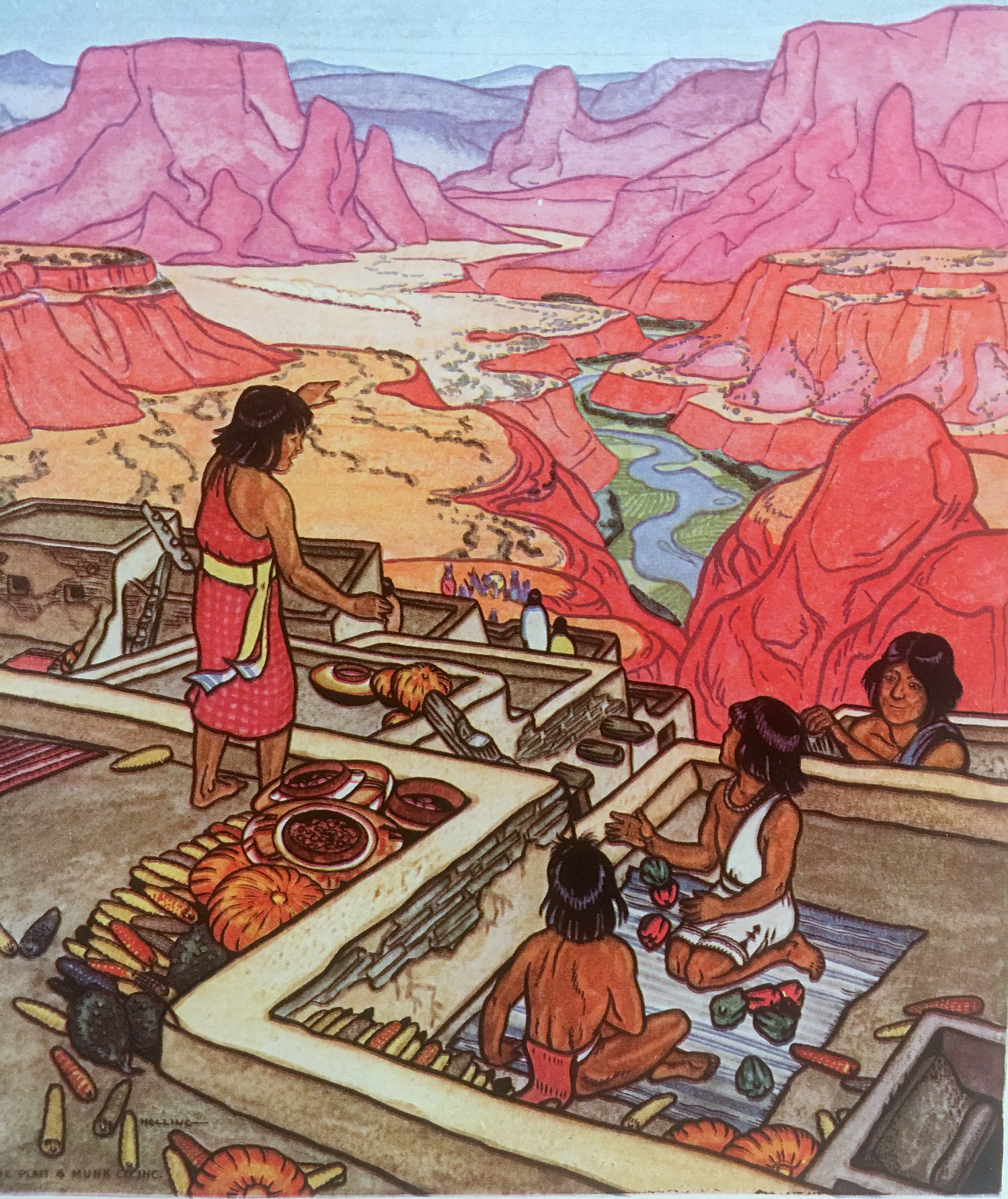 H.C. Holling 1935 Childrens Art Print Native American Pueblo | Etsy