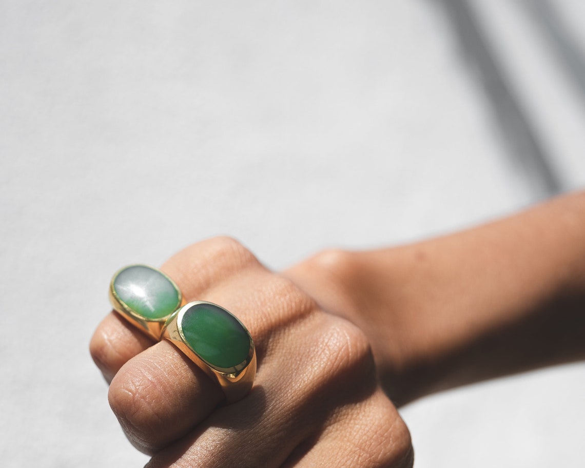 GREEN JADE SIGNET Ring - Etsy