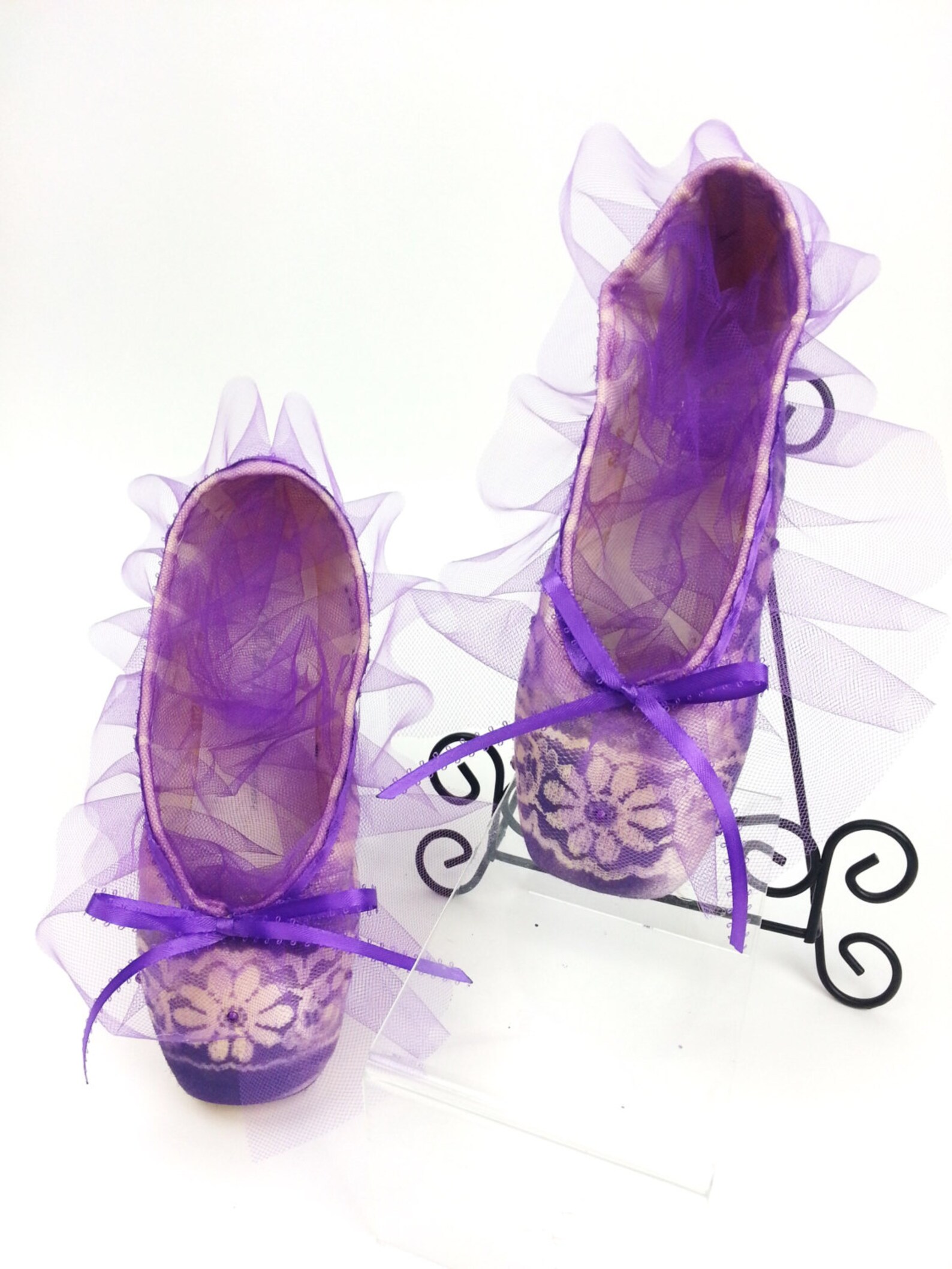 Two Purple Lace Decorated Pointe Shoes - Etsy