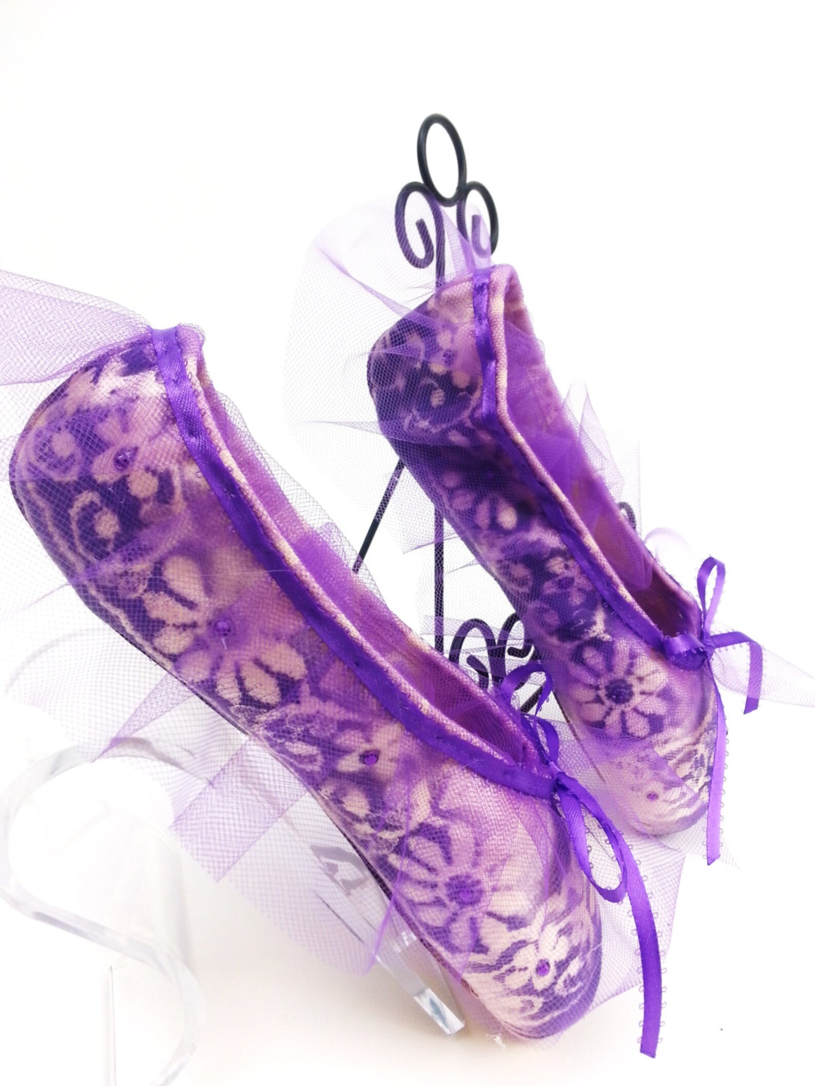 Two Purple Lace Decorated Pointe Shoes - Etsy
