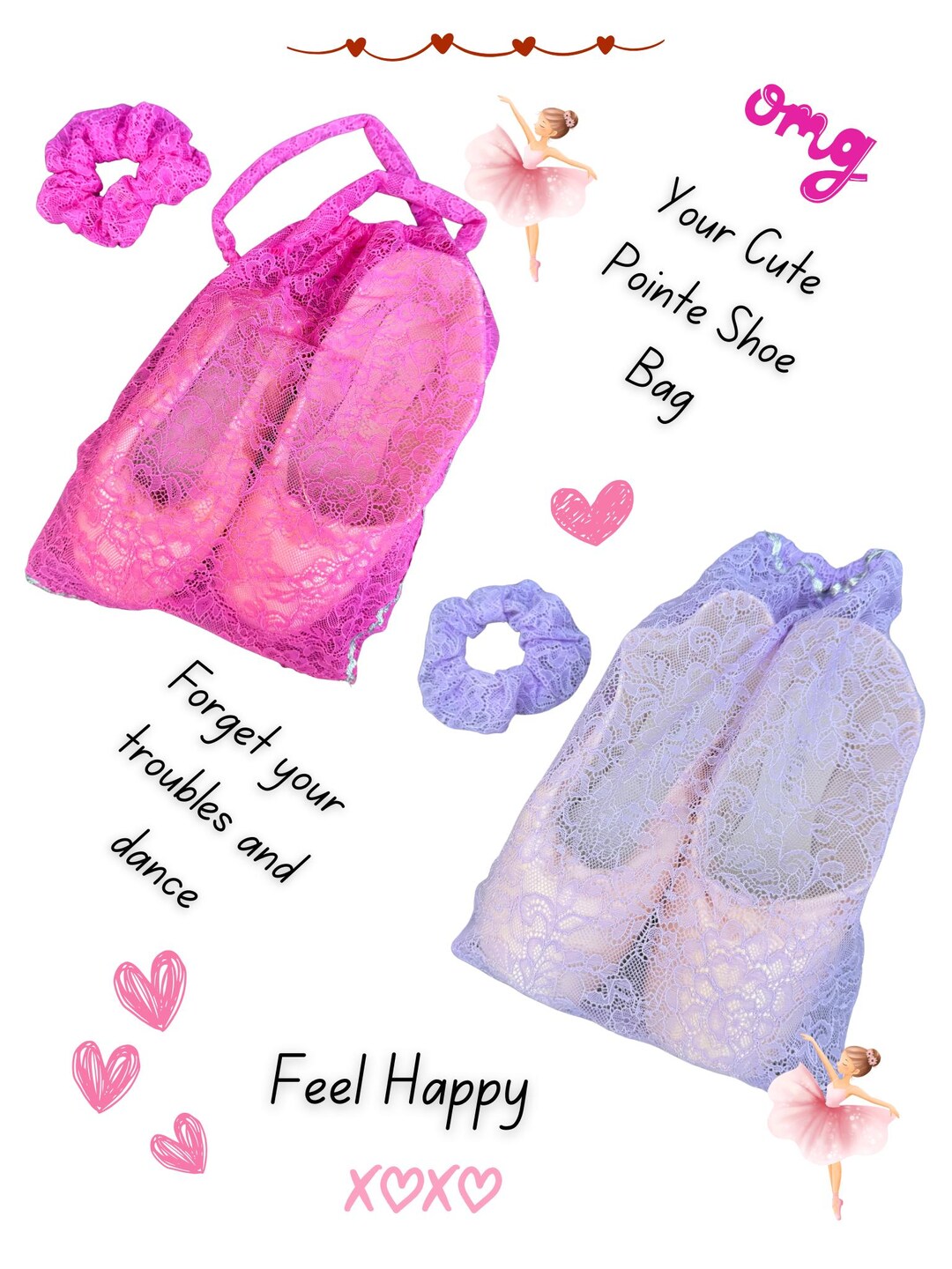 Pink , Purple, Ballet ,pointe, Dance Shoe Bag - Etsy