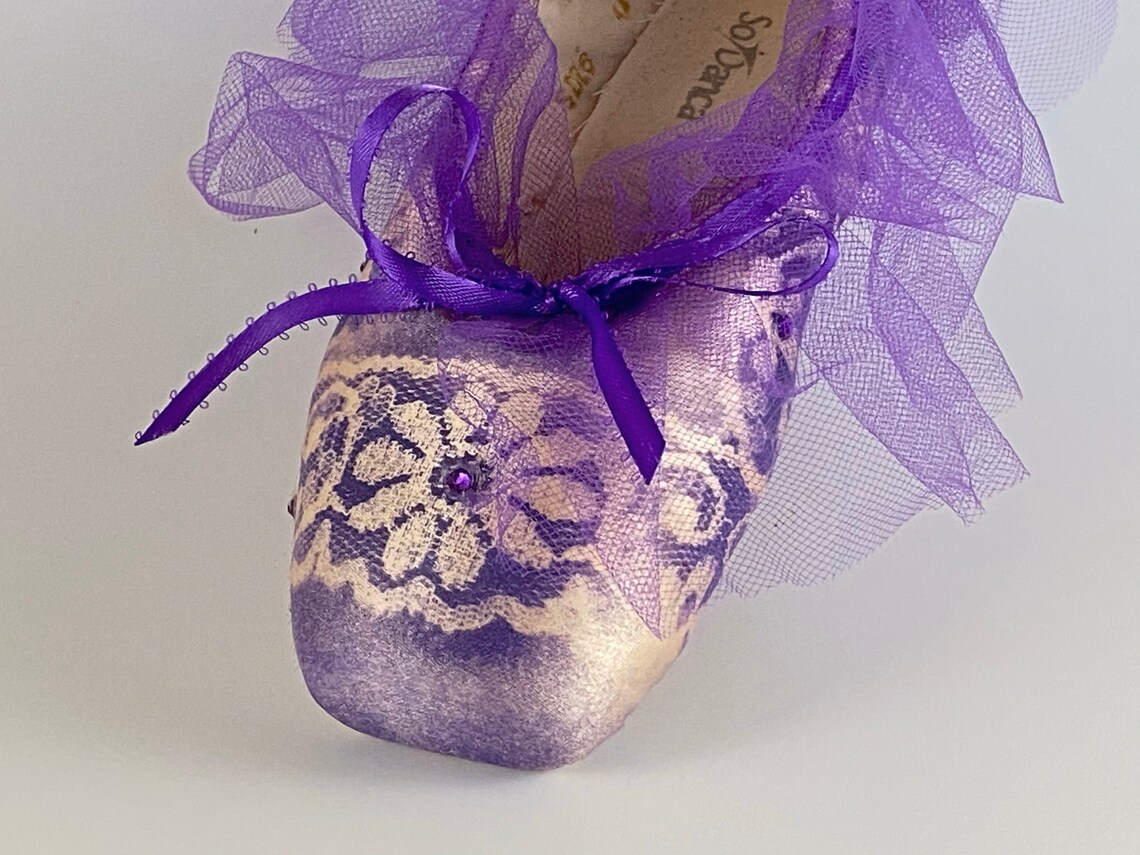 Two Purple Lace Decorated Pointe Shoes - Etsy