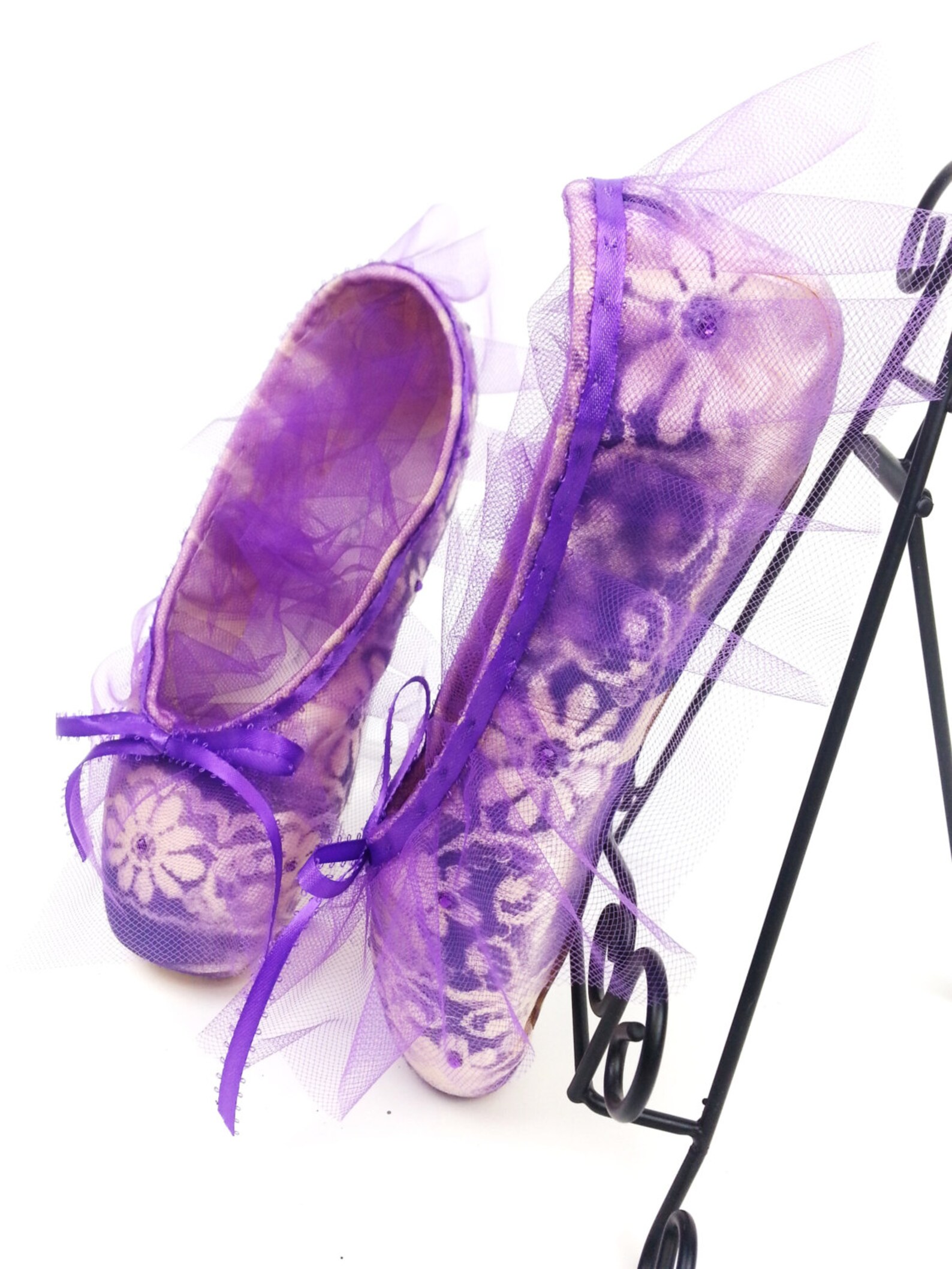 Two Purple Lace Decorated Pointe Shoes - Etsy