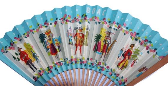 1970s BOAC Hand Fan, Vintage Aviation Memorabilia - Gem
