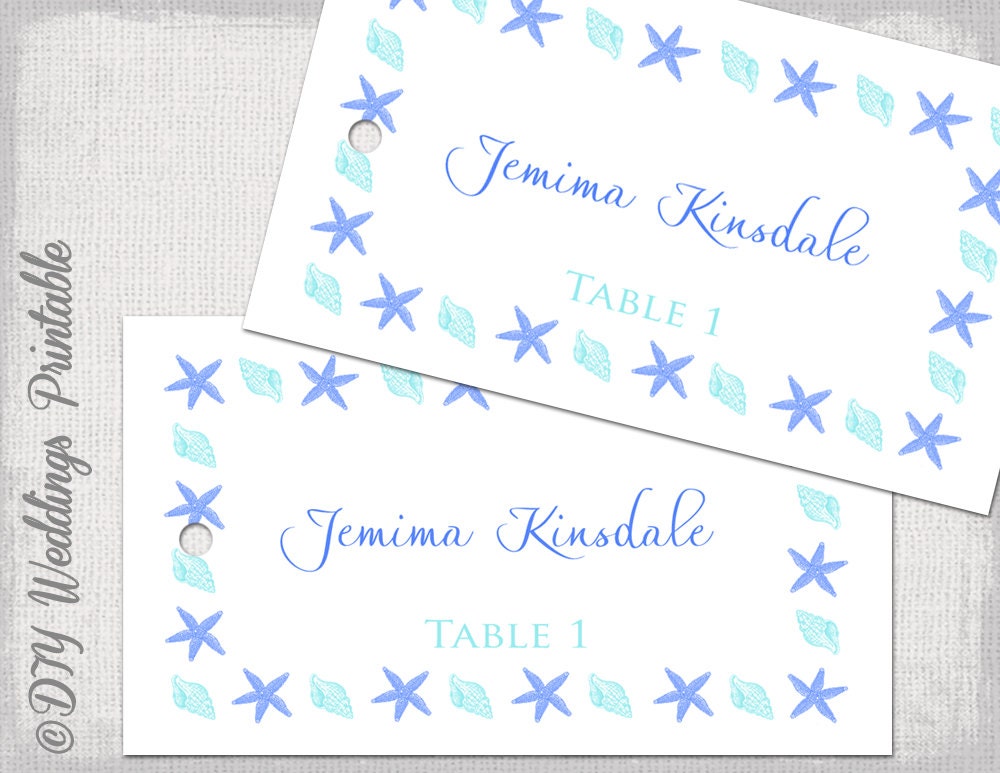 Escort Card Template Beach DIY Wedding Favor Tags Etsy