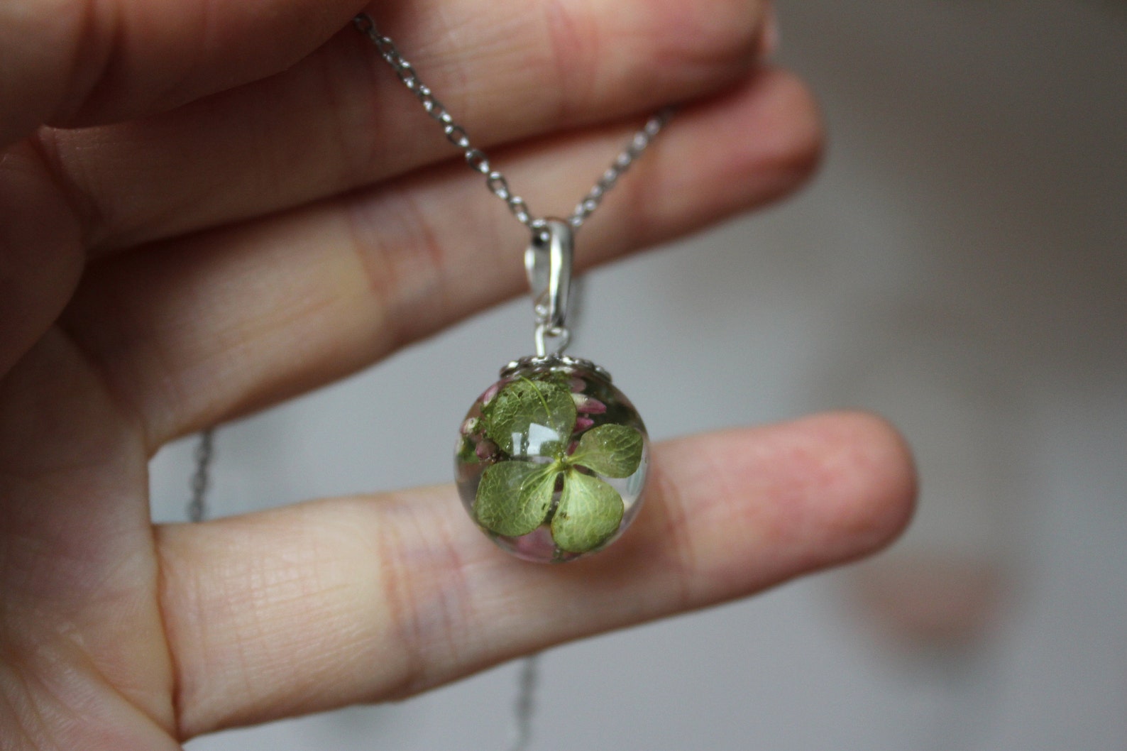 Heather and Hydrangea Necklace Real Flower Jewelry Heather Pendant ...