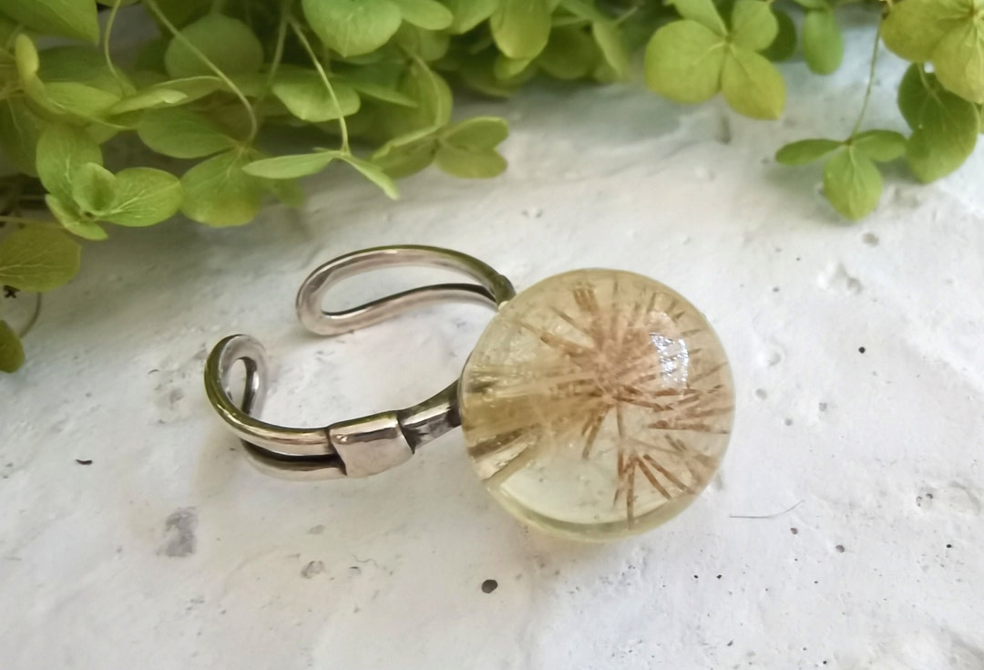 Dandelion Ring Silver Resin Ring Dandelions Floral Ring Resin Jewelry Magical Ring Make a Wish ...