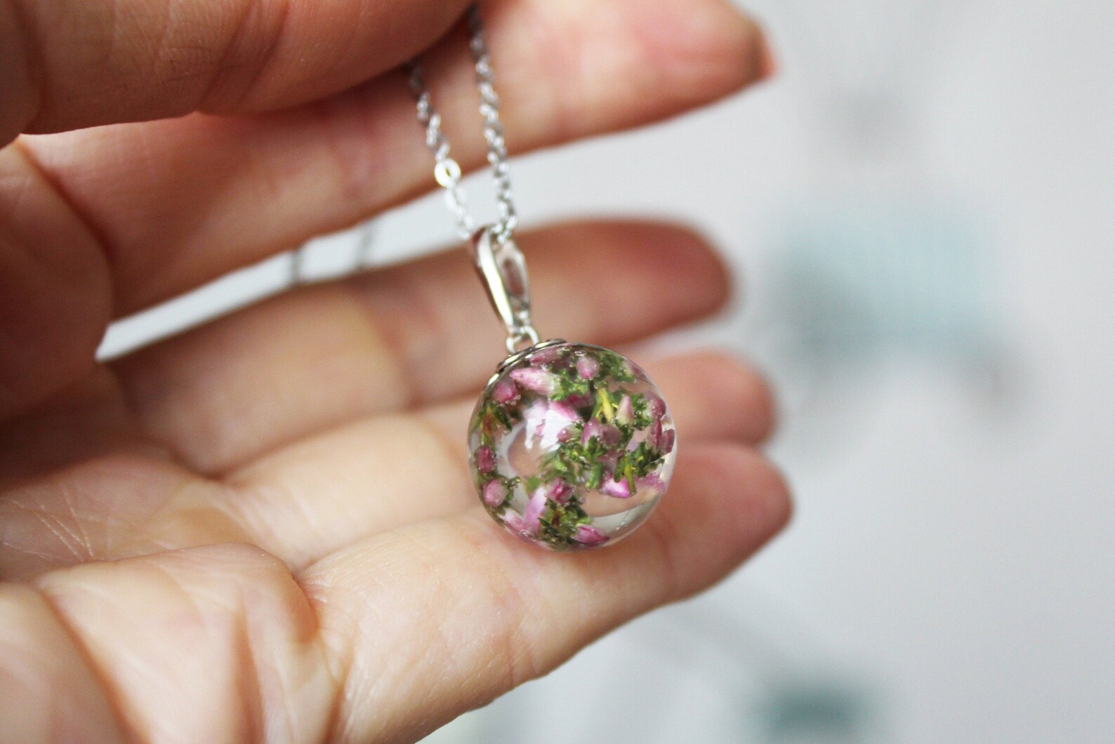 Christmas gift Heather jewelry set Real Flower jewelry Heather | Etsy