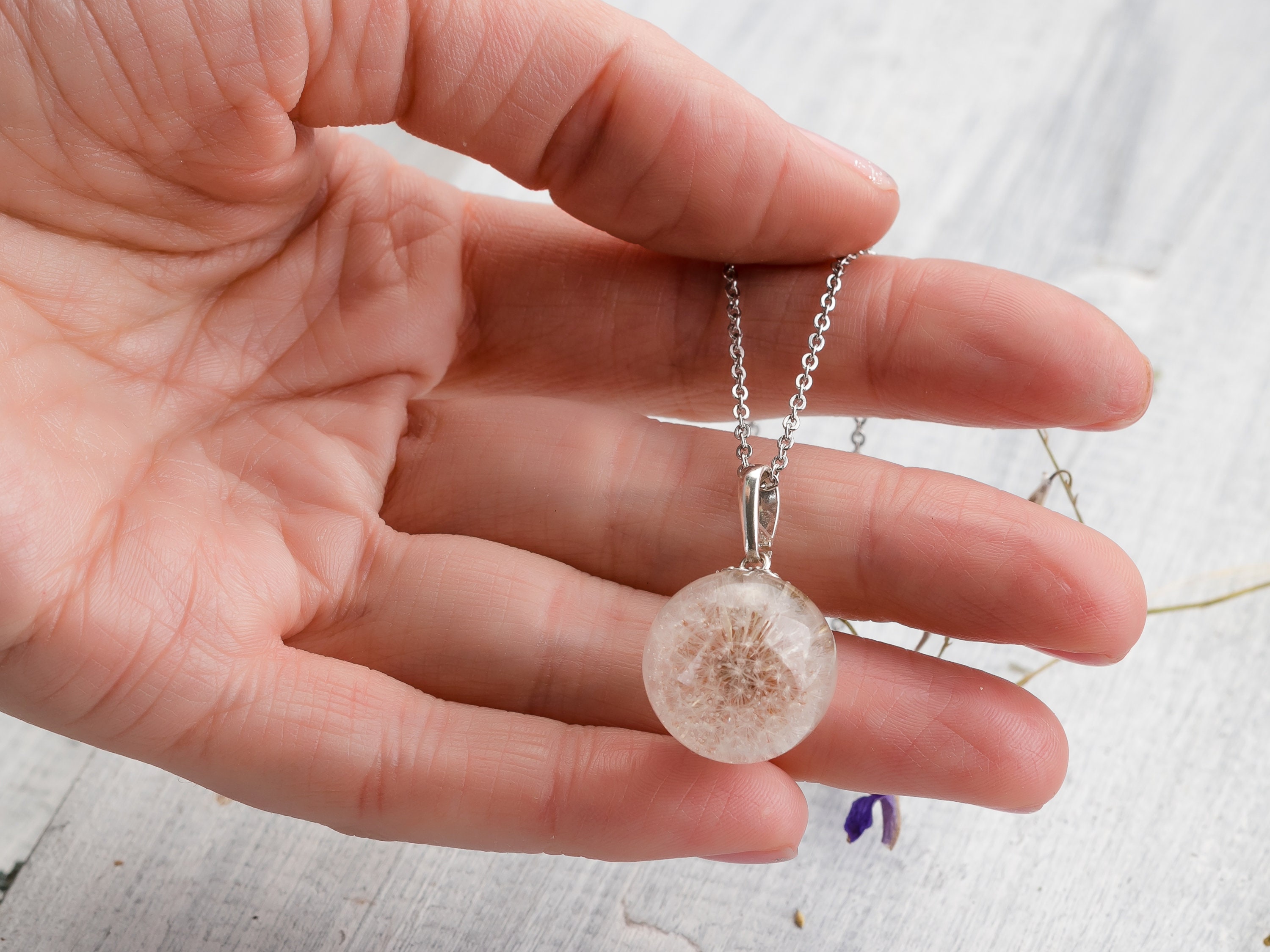 Pendant Full Dandelion Dandelion Necklaces Bridesmaid Necklace Crystal ...
