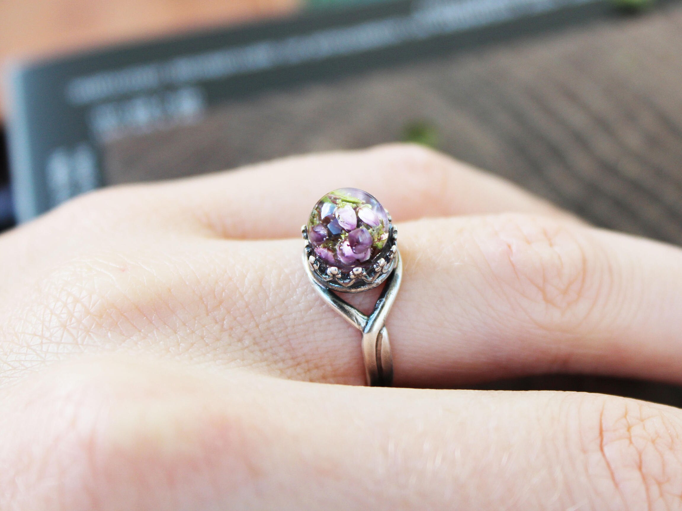 Heather ring Real flower ring Sterling silver ring Heather | Etsy