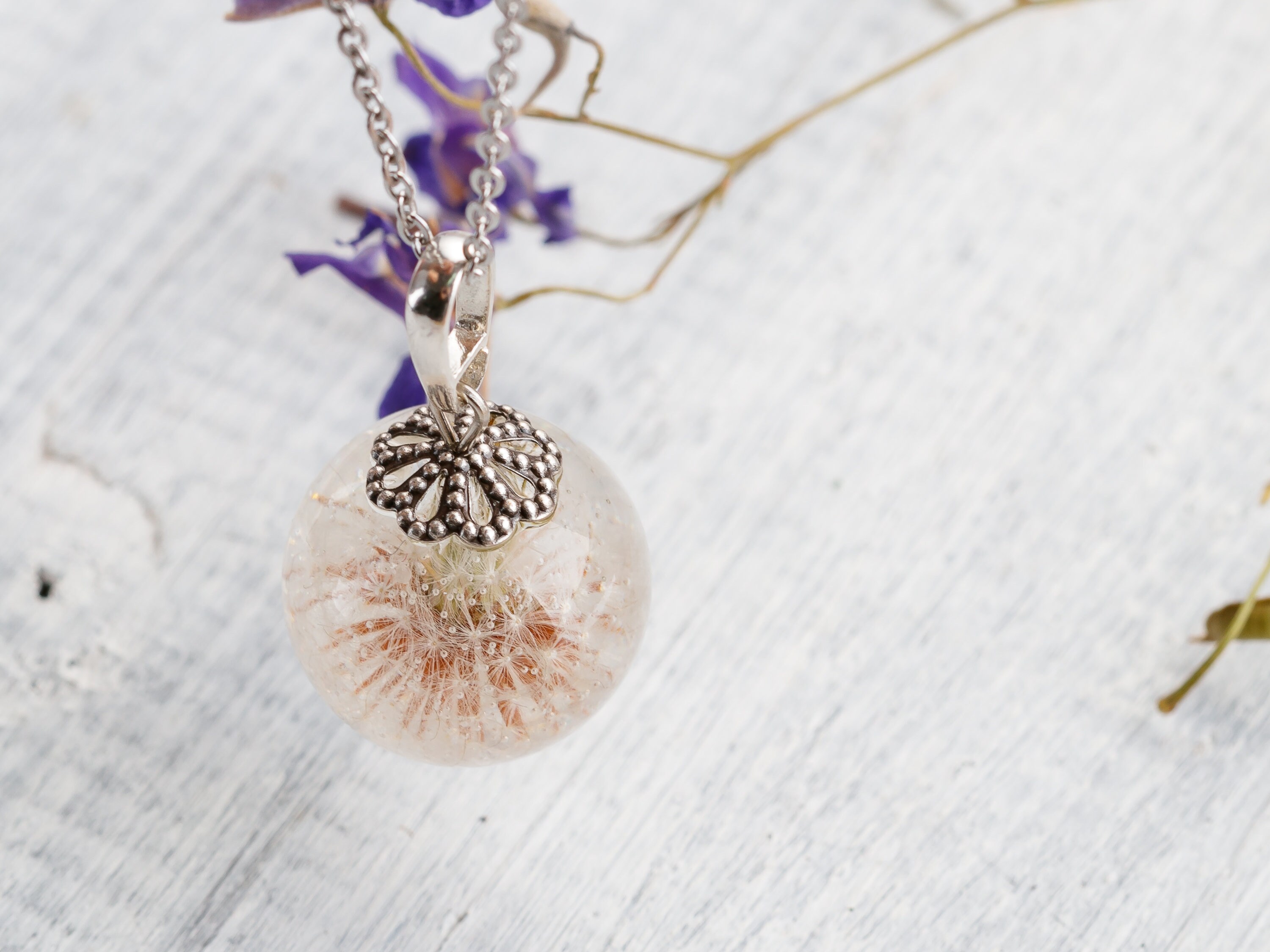 Pendant Full Dandelion Dandelion Necklaces Bridesmaid Necklace Crystal ...
