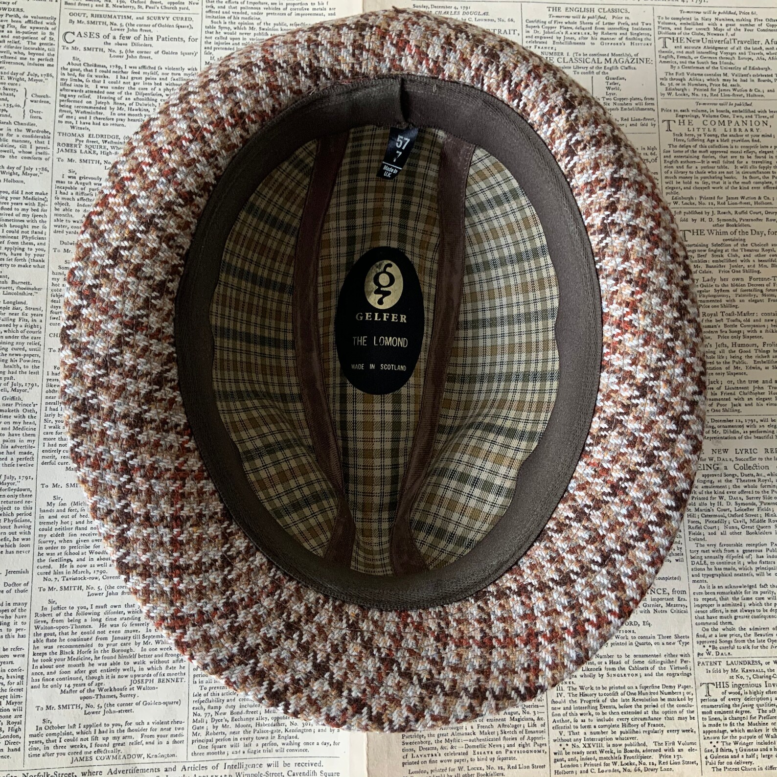 Vintage tweed hat M made in Scotland Gelfer The Lomond | Etsy