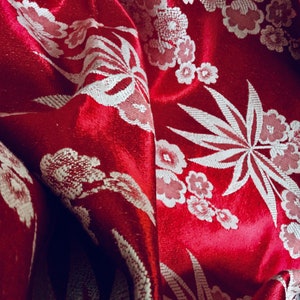 Piece of 40s/50s Red Sateen Brocade Soft Furnishing Fabric. Vintage ...