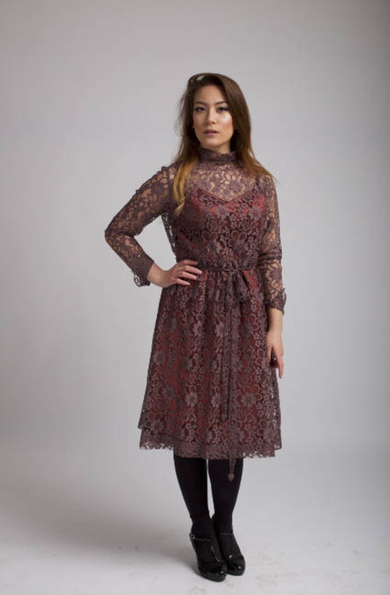 Vintage Lace Dress S/M Bust 34/35 in 86/89cm - Etsy UK