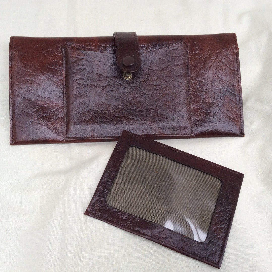 Vintage Brown Leather Wallet With Season Ticket Holder - Etsy