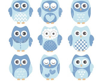 Blue owl clip art | Etsy