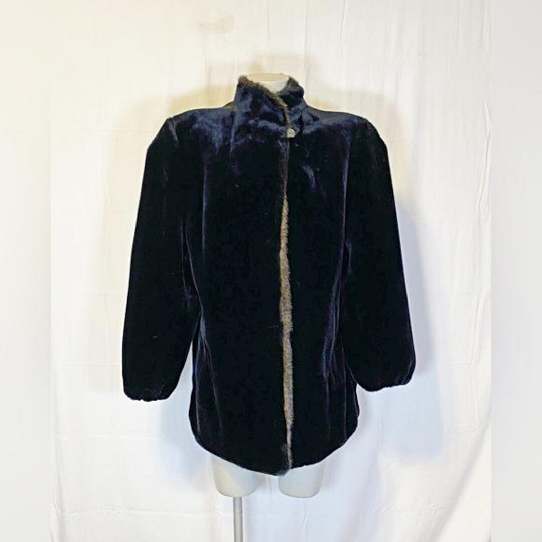 Vintage Style VI Ltd Black Mid Length Faux Fur Coatlusa - Etsy