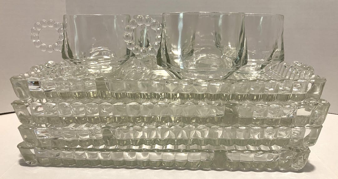 Vintage Orchard Crystal Snack Set: 1950s Sip & Smoke Plates - Etsy