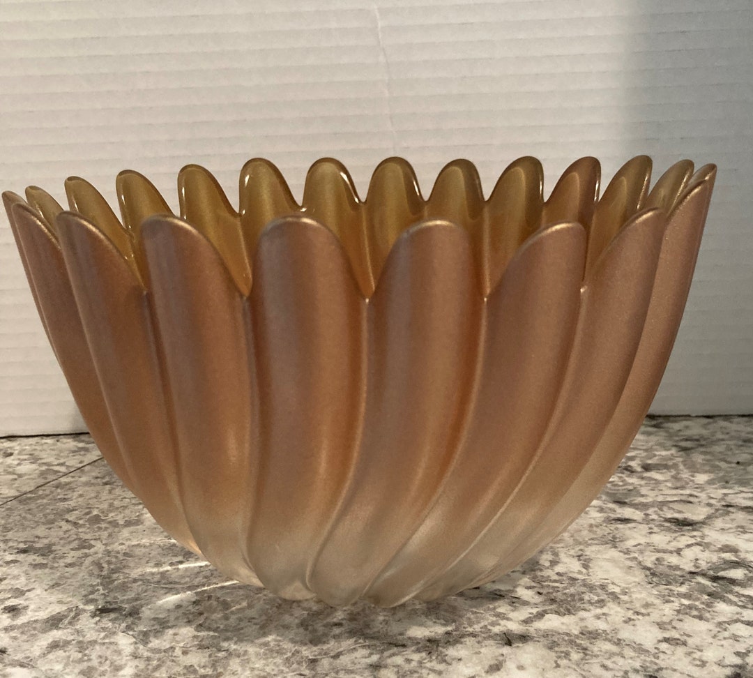 VINTAGE 1980s Spiral Copper & Gold Glass Blowl by Studio Nova - Etsy