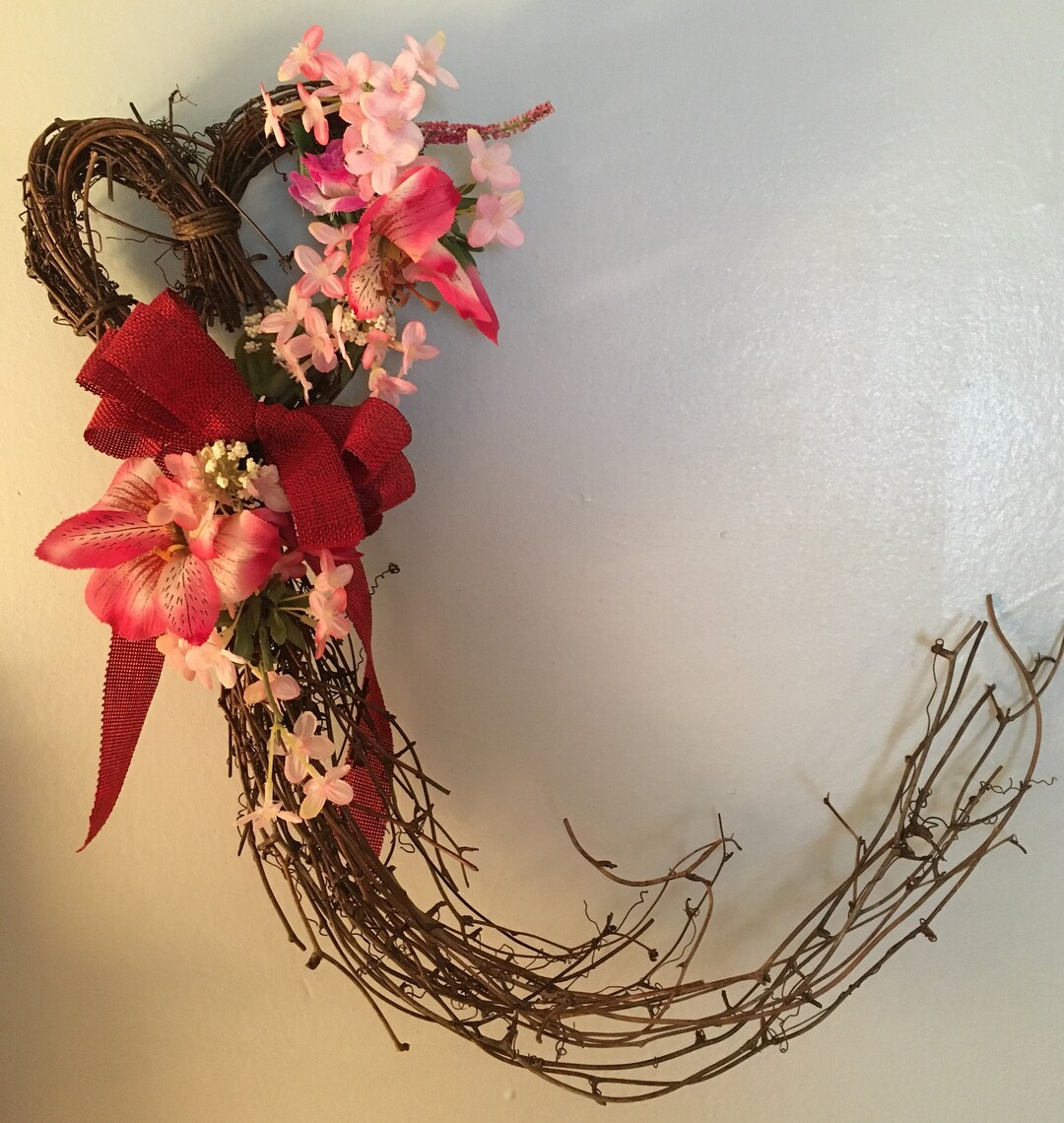 Small Grapevine Heart Silk Floral Wall Hanging - Etsy