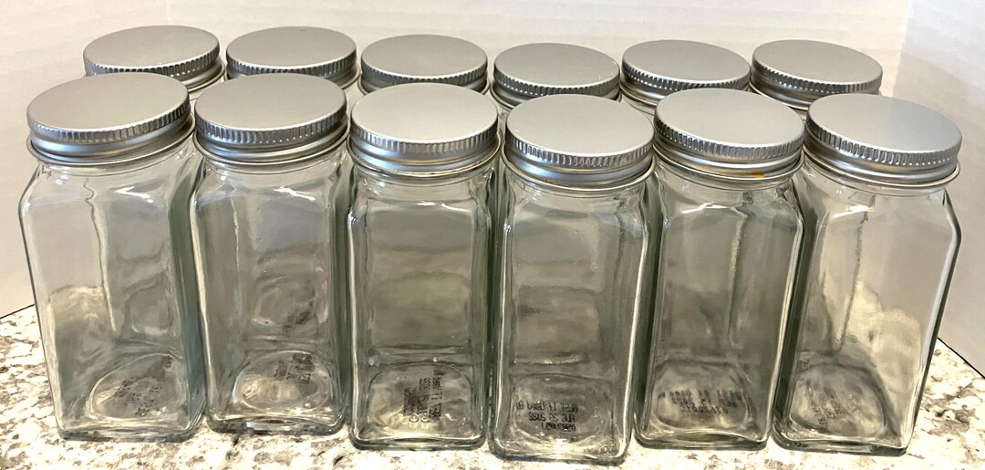 One Dozen Square Glass Spice Jars for Recyling, Upcycling and Crafting ...