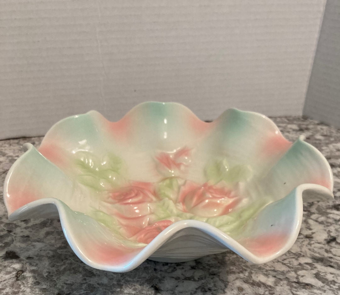 Vintage Ceramic Candy Dish Rose Pattern - Etsy