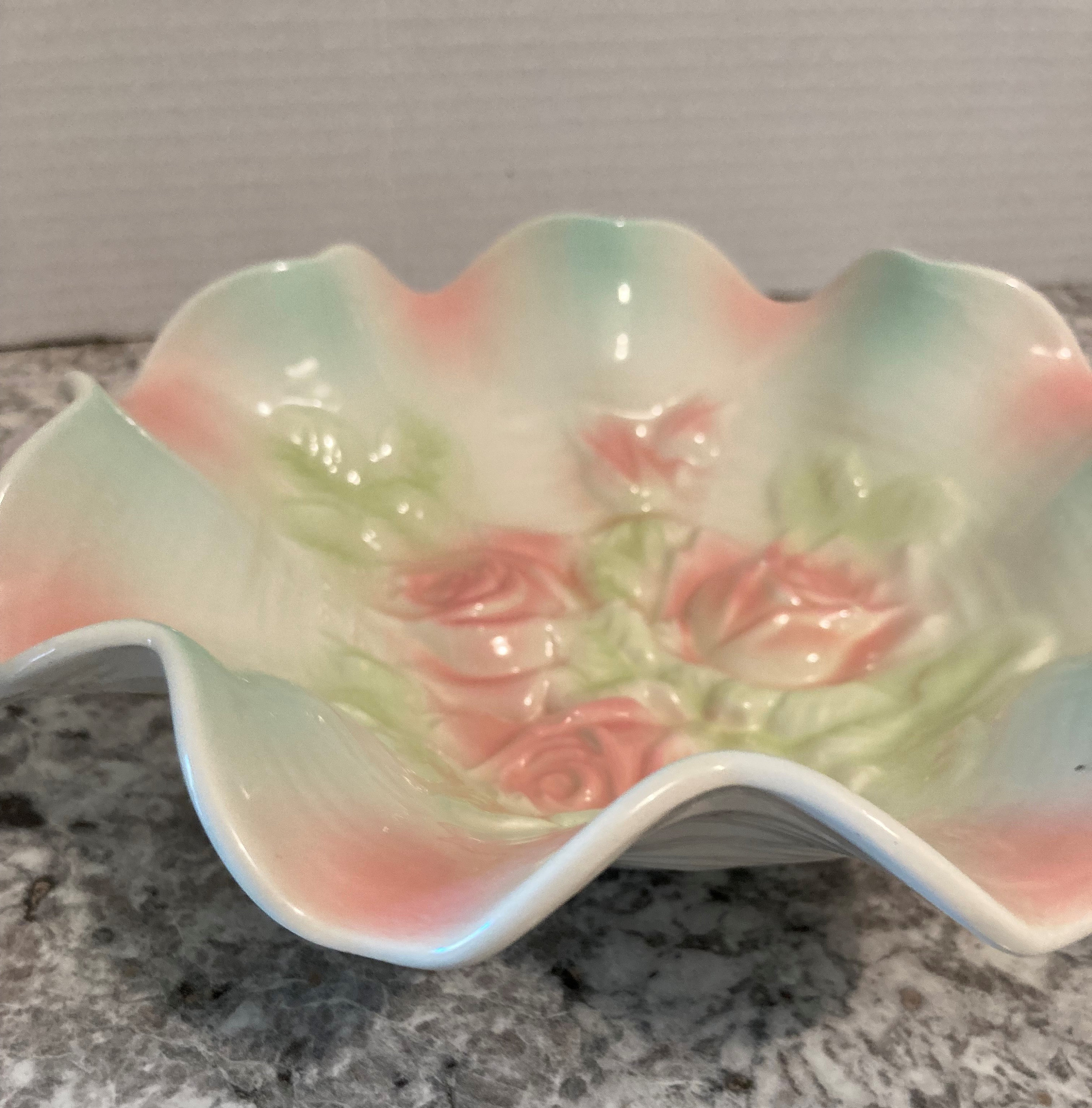 Vintage Ceramic Candy Dish Rose Pattern - Etsy
