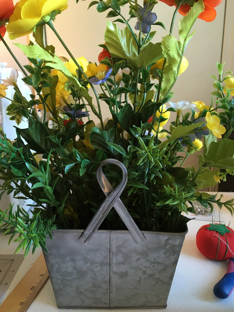 Silk Floral Arrangement in Galvanized Half Round Bucket - Etsy