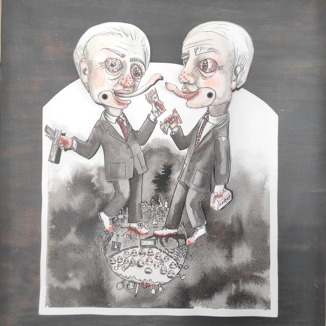 Power and Greed – Original Ink Drawing, Social Commentary Art, Thought ...