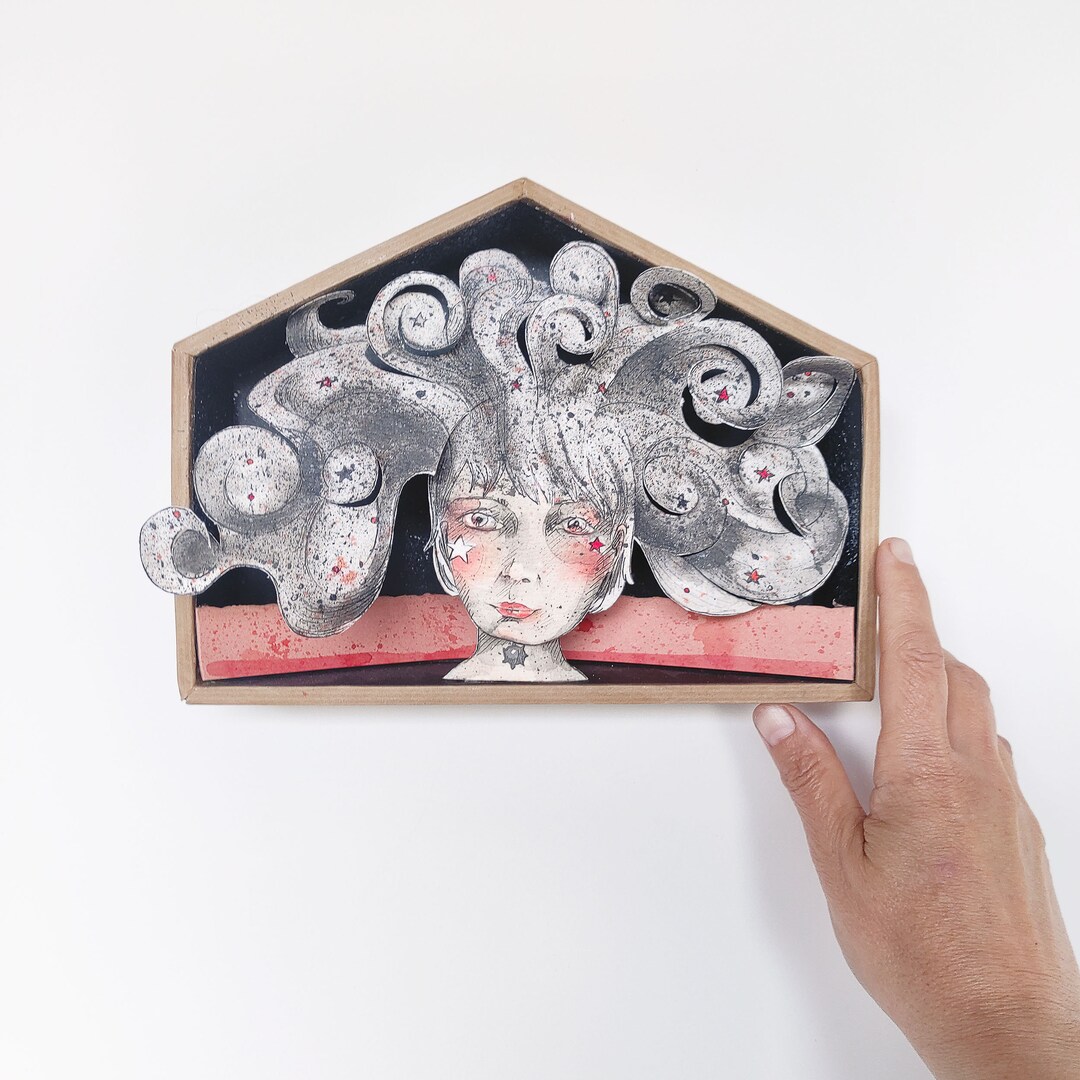 Paper Art Sculpture_in the Head_pop up Box_ Cut-out Dolls_artwork ...