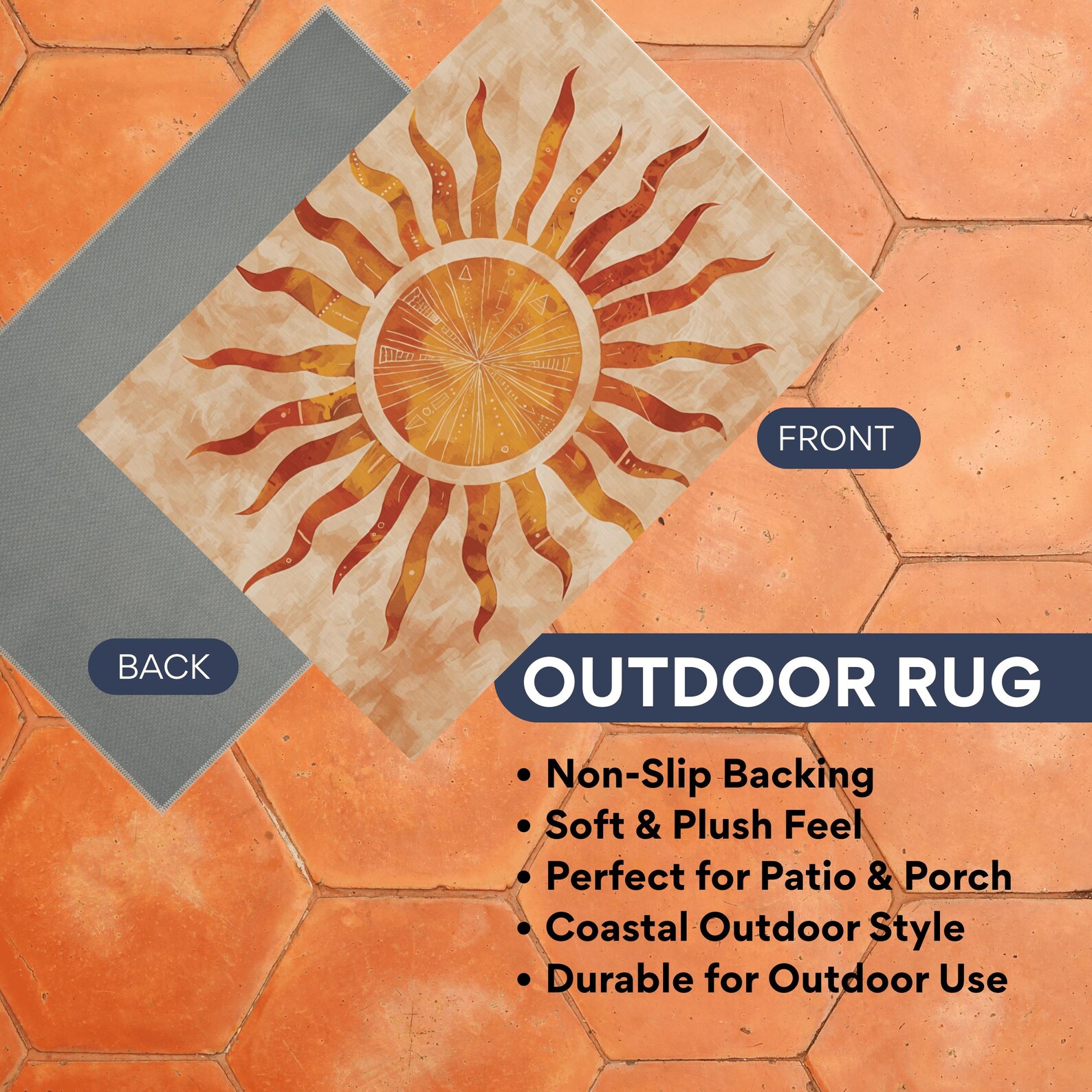 Boho Sun Outdoor Rug, Bohemian Patio Rug, Celestial Sun Area Rug, Boho ...