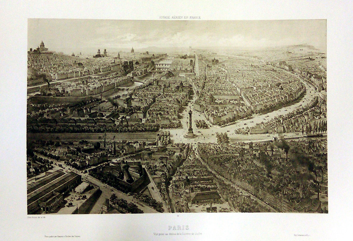 View of Paris in 1845 - Wall Art - Etsy