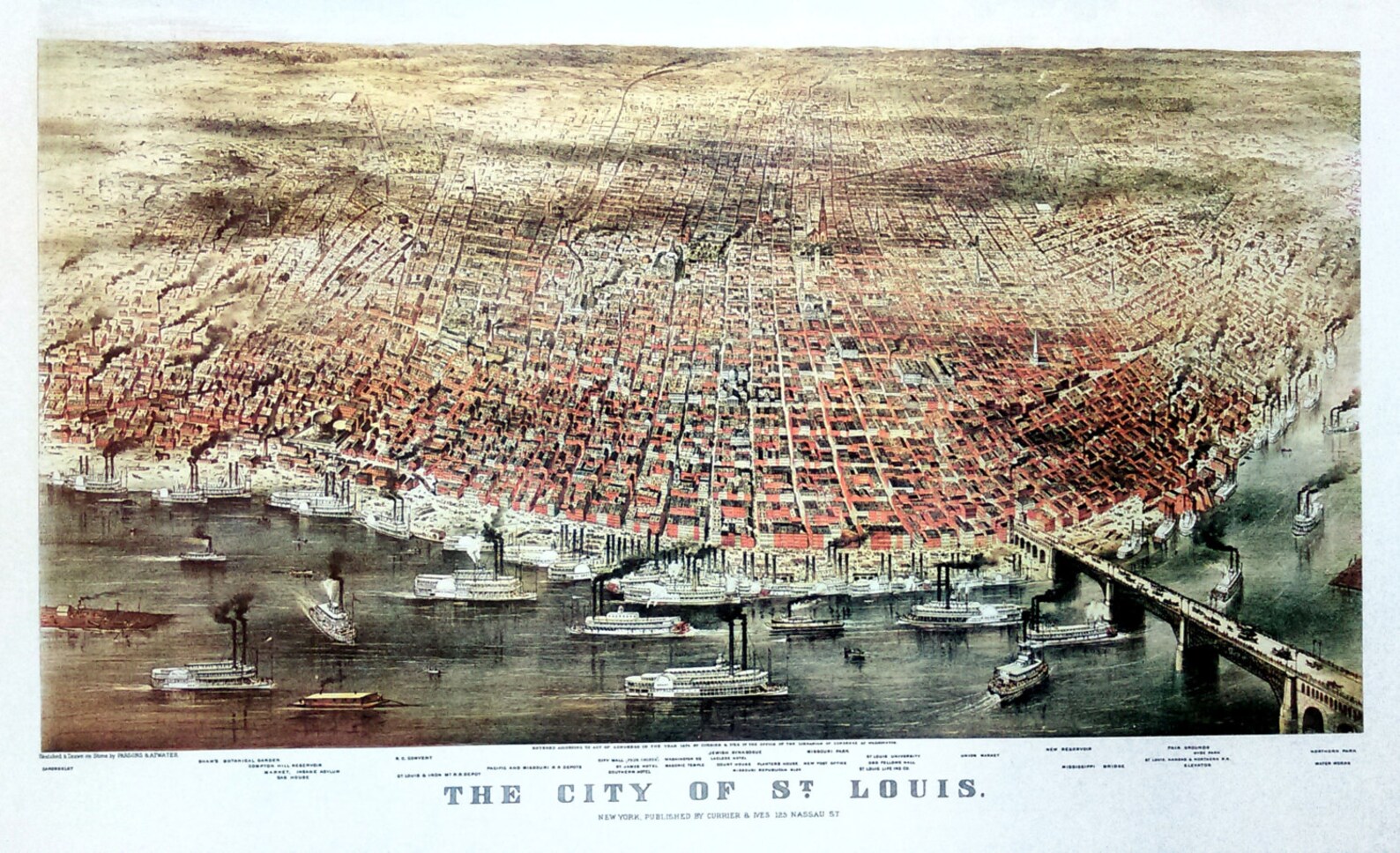 Panorama of the City of St. Louis in 1874 - Large Wall Art - Etsy
