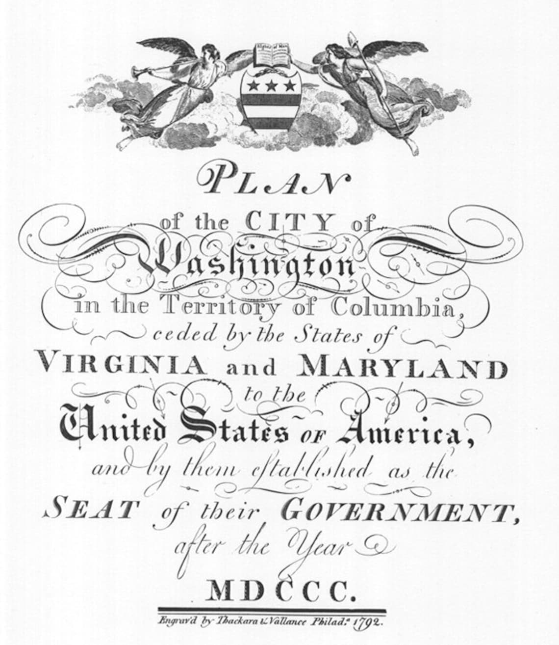 Map of Washington, DC in 1792 - Reproduction Antique Map of Washington ...