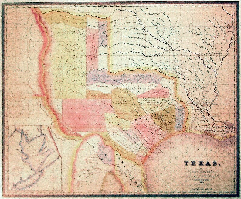 Map of Texas Dated 1834 - Wall Art - Etsy