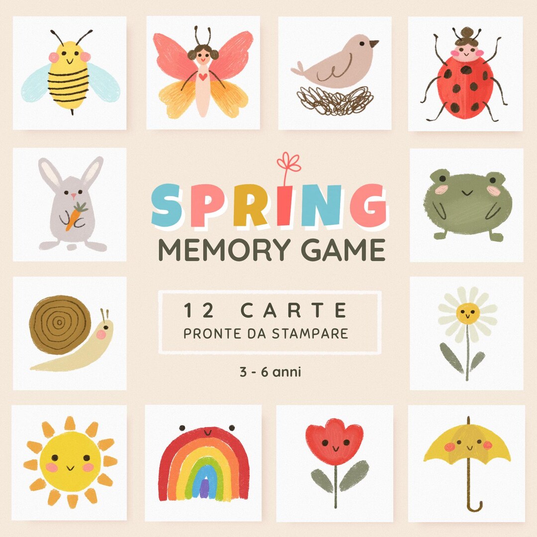 Spring Memory Game for Kids - Educational Game for Ages 3-6 - Printable ...