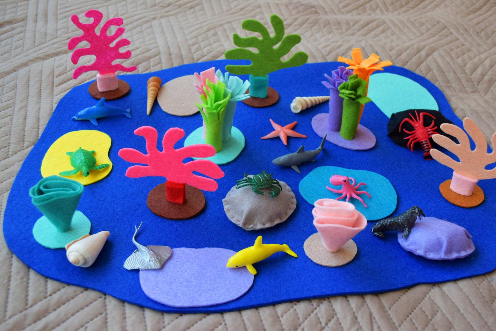Ocean Play Mat Sea Coral Reef Kids Playscape Toy Felt Preschool ...