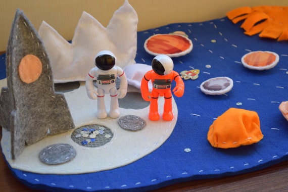 Space Felt Play Mat Small World Playscape Austronaut Rocket | Etsy