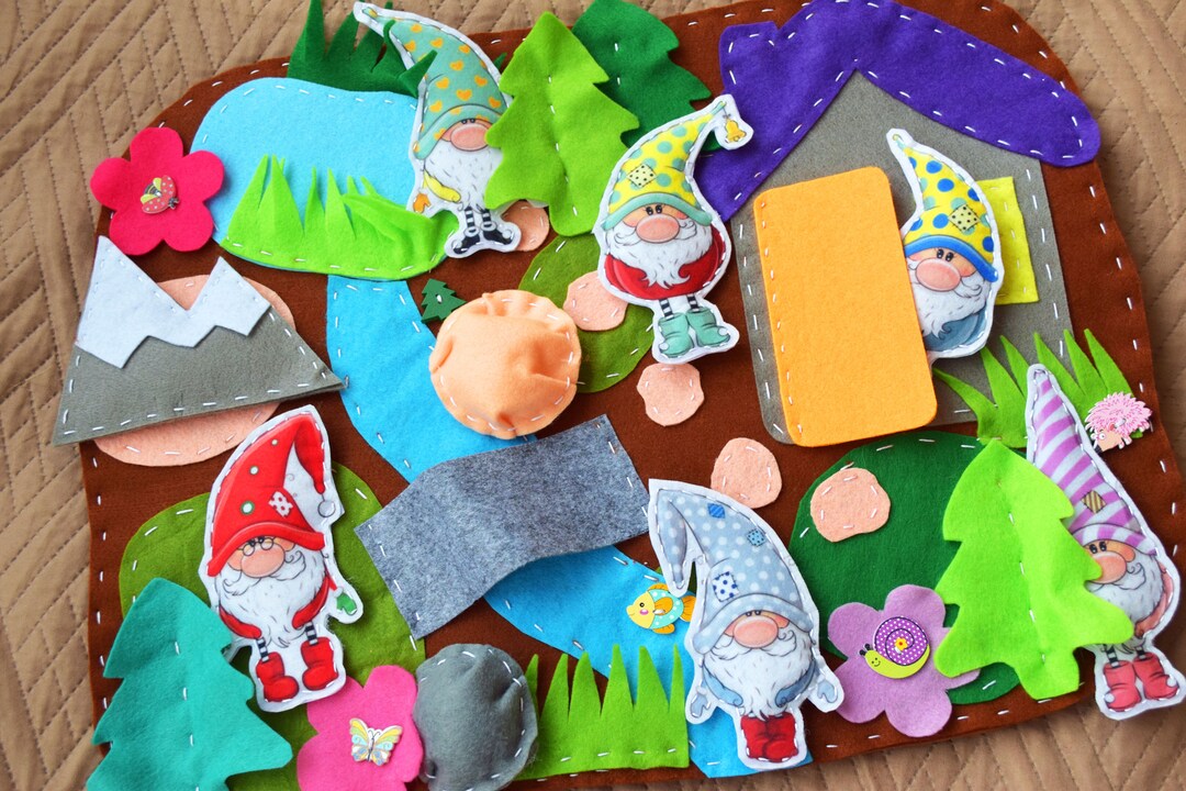 Gnomes Felt Playscape Fairy Play Mat Play Set Small World Kids Woodland ...