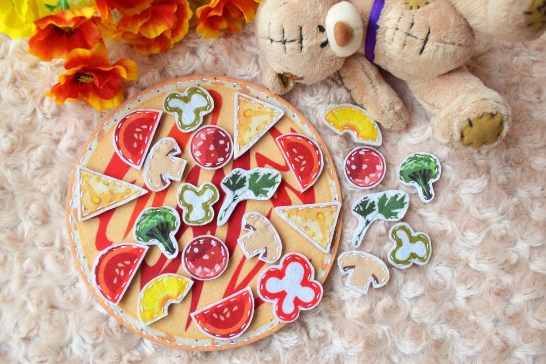 Pizza Set Felt Food Pretend Play Kitchen Montessori Felt Board Food ...